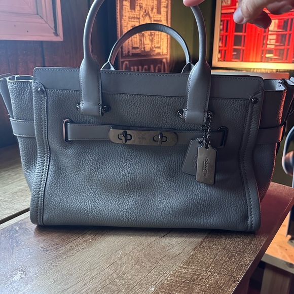 Coach | Bags | Coach Gray Leather Tote Bag | Poshmark